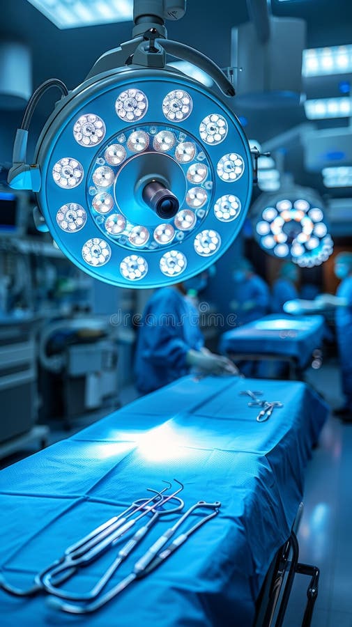 Surgical Lamp Illuminating Operating Room during Surgery Stock Photo ...