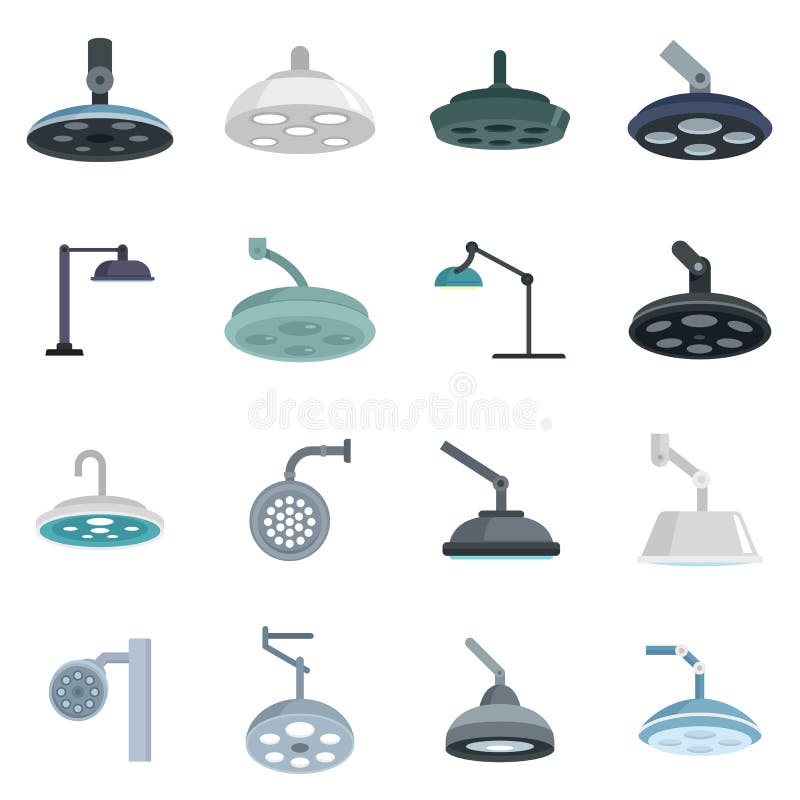 Surgical Light Icons Set Flat Vector Isolated Stock Vector ...