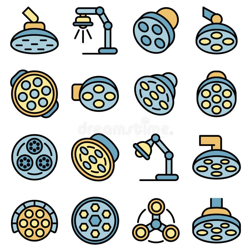 Surgical Light Icons Set Vector Flat Stock Vector - Illustration of ...