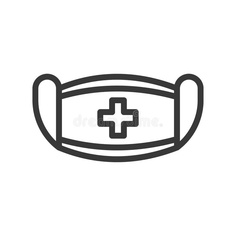Surgical Mask and Cross Sign, Simple Outline Icon Stock Vector ...