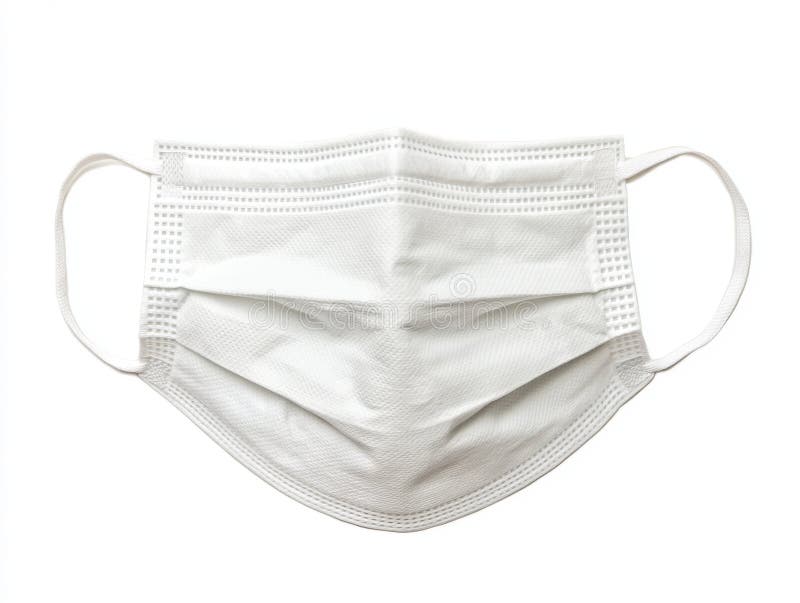 Surgical Mask with Ear Loops, Front View, Isolated on White Background ...