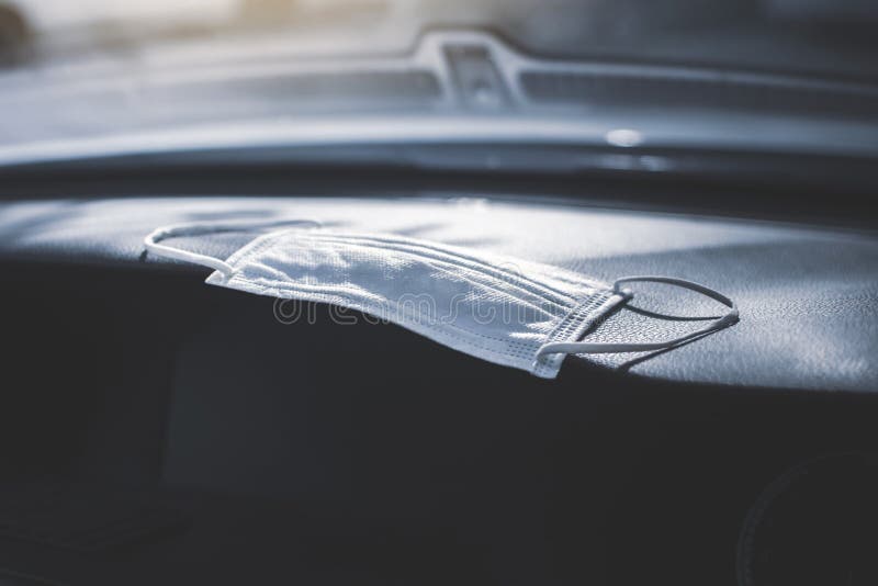 Surgical Mask Placed on Car Console Stock Photo - Image of situation ...
