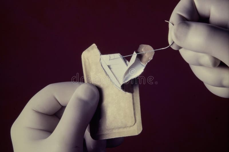 Surgical Material - Needle and Suture Thread. Stock Image - Image of ...