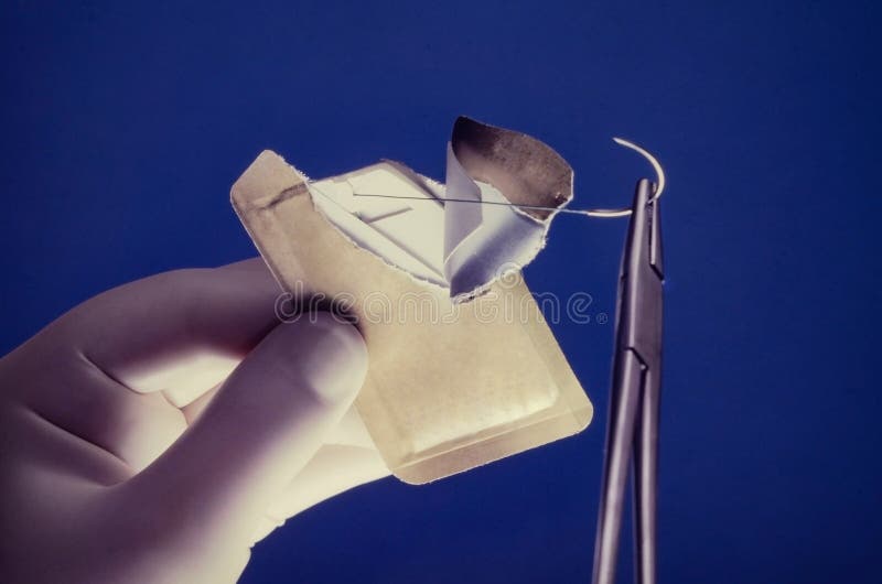 Surgical Material - Needle and Suture Thread. Stock Photo - Image of ...
