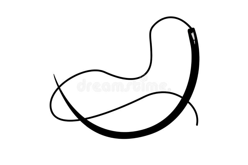 Surgical Needle Silhouette Concept with Attached Suture Material ...