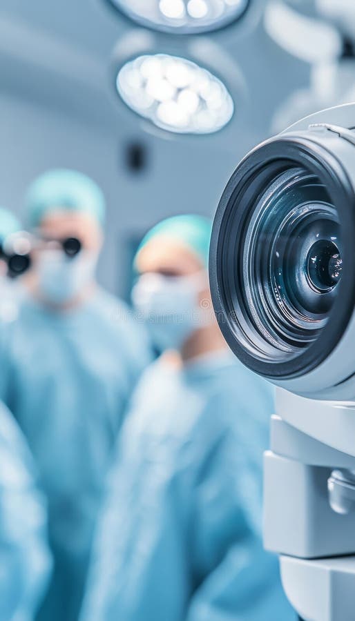 Surgical Precision Operating Room Team in Action, Focus on Foreground ...