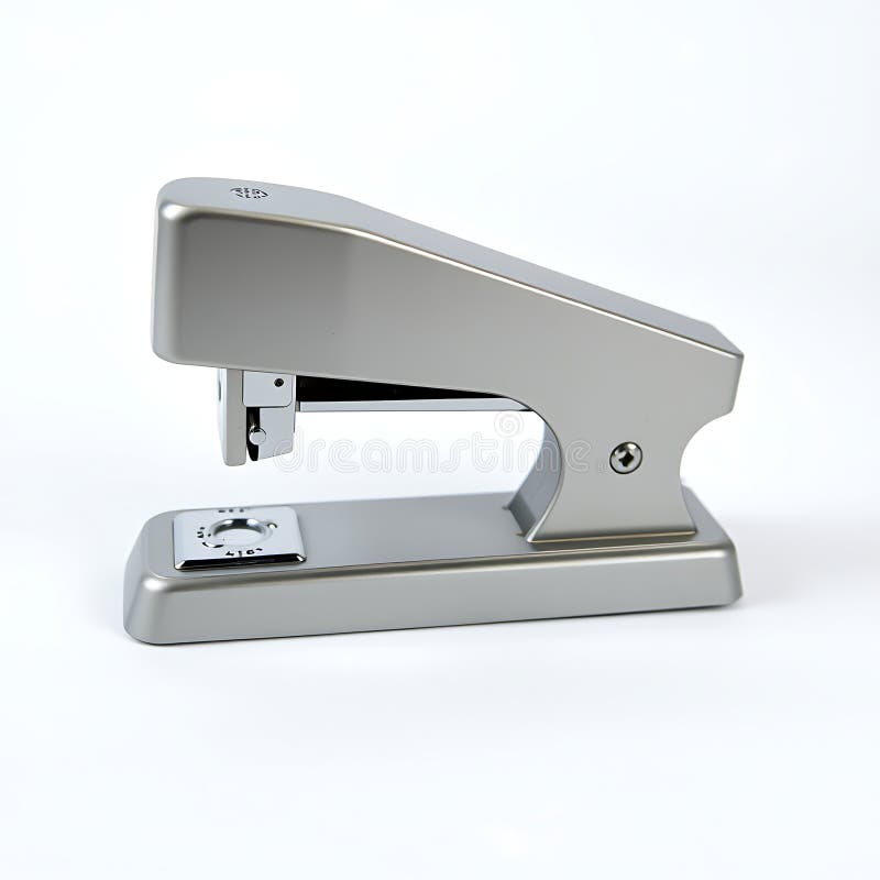 A Surgical Stapler with a Metallic Finish, Placed on a Plain White ...