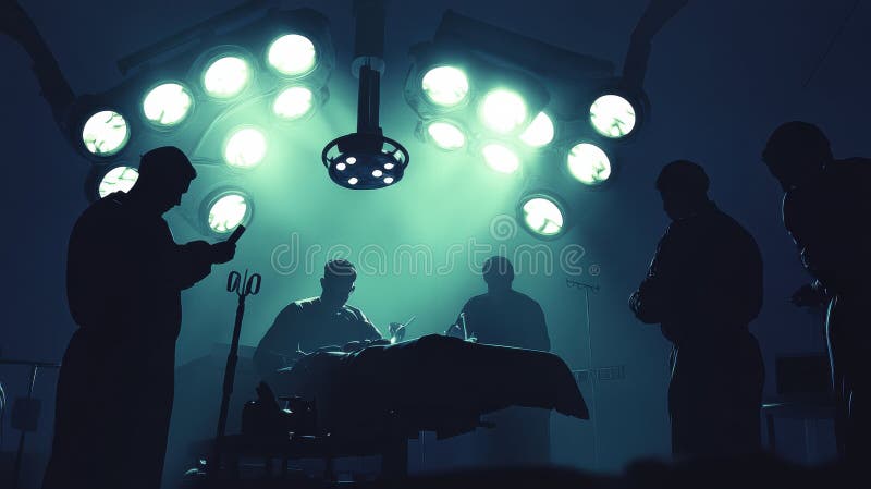 Medical Team Performing a Surgical Operation Under Bright Lights in a ...