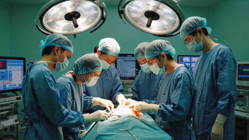 Surgical Team Performing Complex Procedure in Modern Operating Room ...