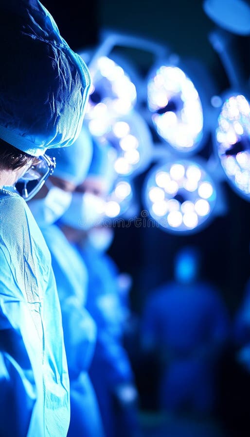 Surgical Team Performing Operation, Blue Background, Surgeons in ...