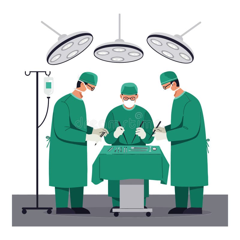 Surgical Team Performing an Operation in a Flat and Detailed Vector ...