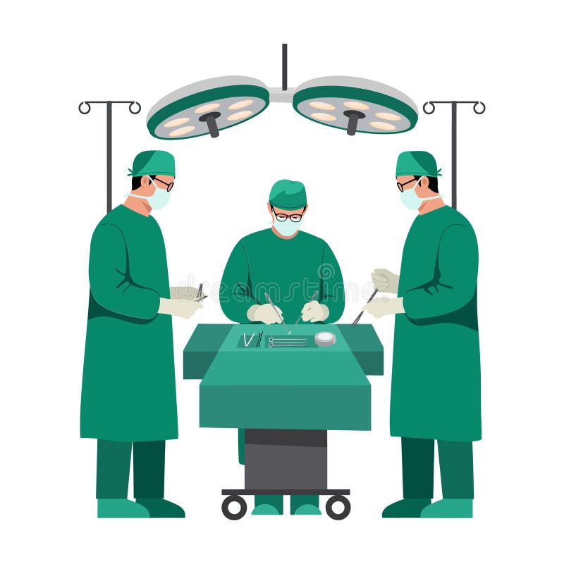 Surgical Team Performing Operation in Flat Vector Art Style ...