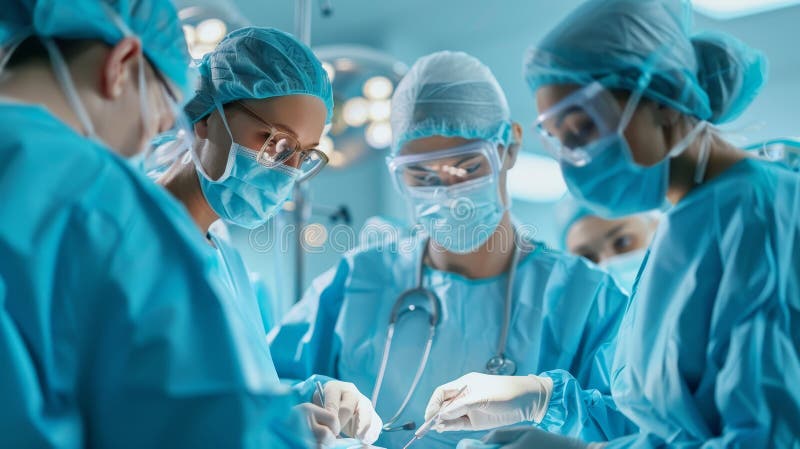 Surgical Team Performing Operation in Hospital Stock Illustration ...