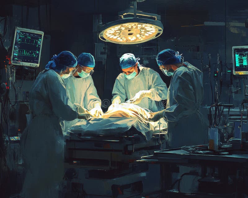 Surgical Team Performing Operation in Sterile Environment Stock ...