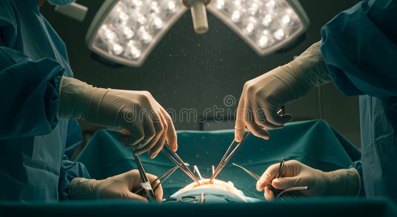 Surgical Team Performing Precision Operation in Operating Room Stock ...