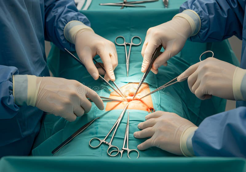 Surgical Team Performing Procedure Stock Illustration - Illustration of ...