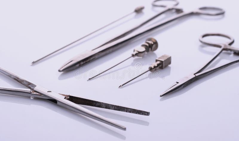 Surgical Tools Isolated On White Stock Image - Image of steel, medicine ...