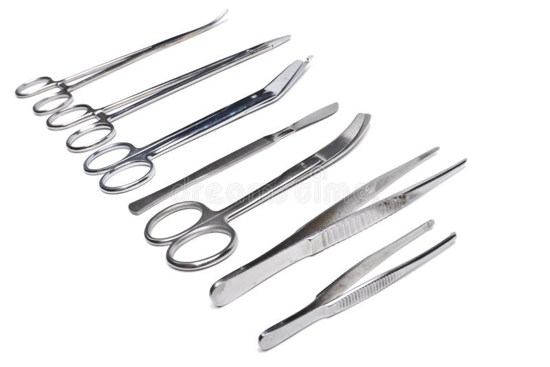 Surgical Tools Isolated on White Stock Image - Image of steel, medicine ...