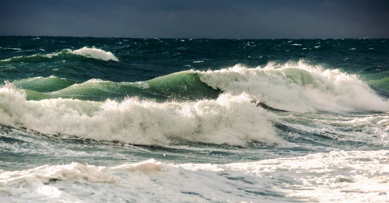 Surging Waves in the Deep Sea Stock Photo - Image of seascape, clouds: 174412692