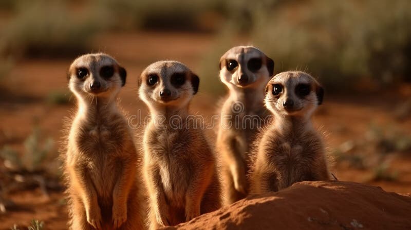 Suricate Family with Blurred Background. Generative AI Stock Image ...