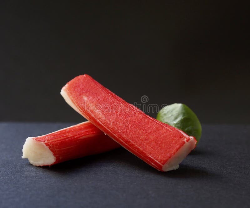 Surimi on black background stock photo. Image of black - 104460450