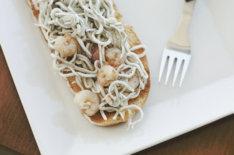 Surimi Toast stock image. Image of fish, fork, fried - 44373577