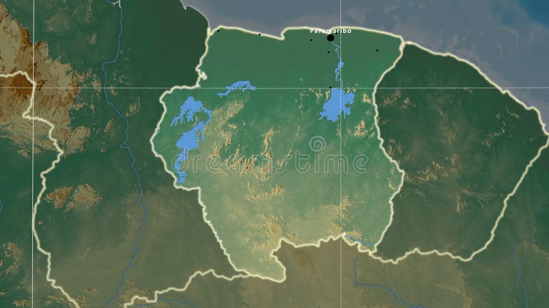 Suriname - Relief. Composition, Borders Stock Illustration ...