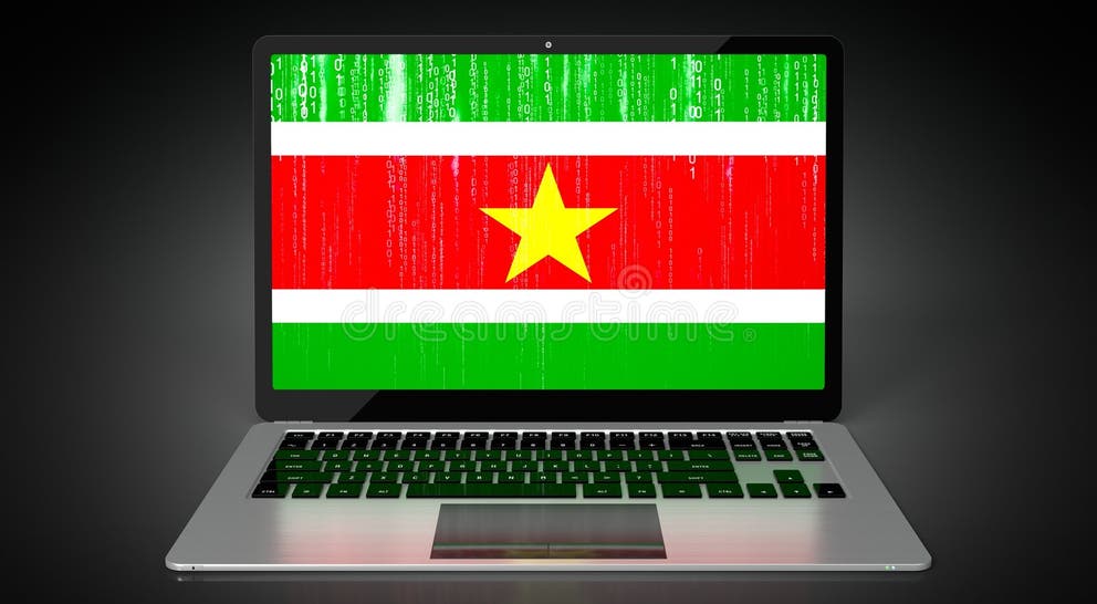 Suriname - Country Flag and Binary Code on Laptop Screen Stock ...