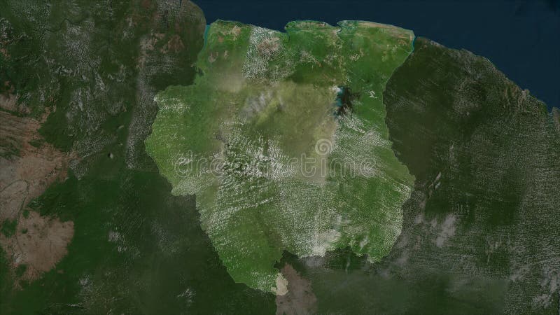 Suriname Highlighted. High-res Satellite Stock Illustration ...
