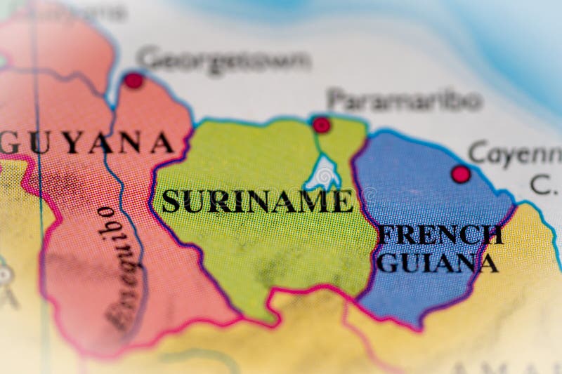 Suriname Highlighted on a World Map Stock Image - Image of zoom ...