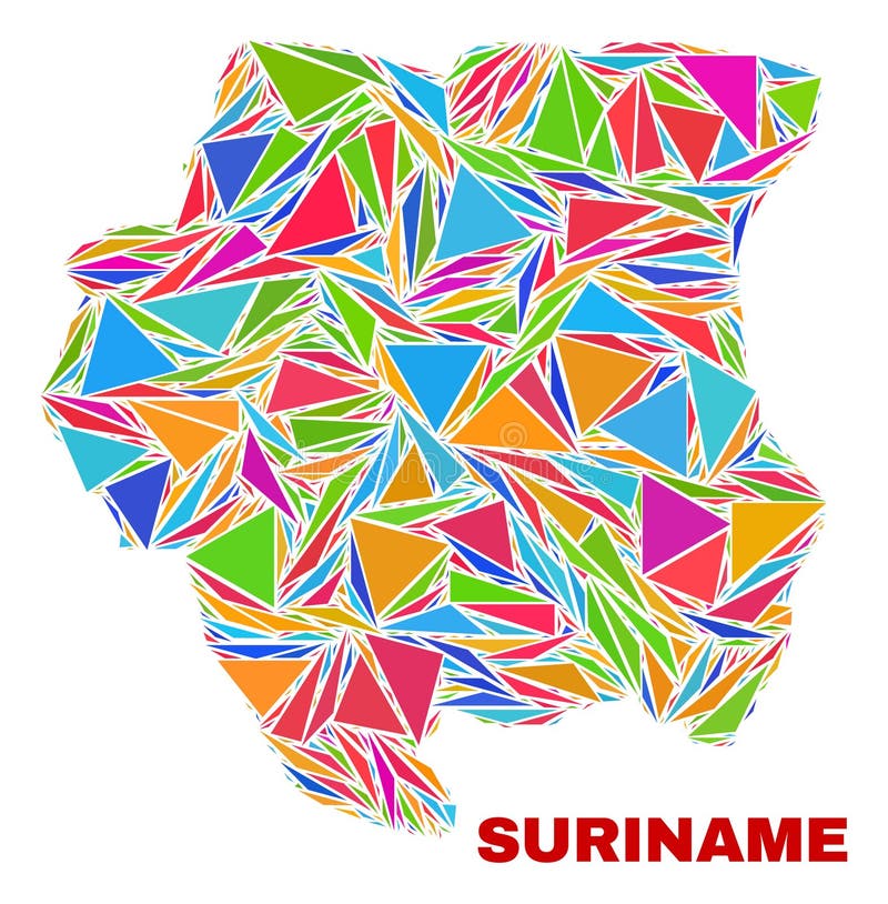 Suriname Map - Mosaic of Color Triangles Stock Vector - Illustration of ...