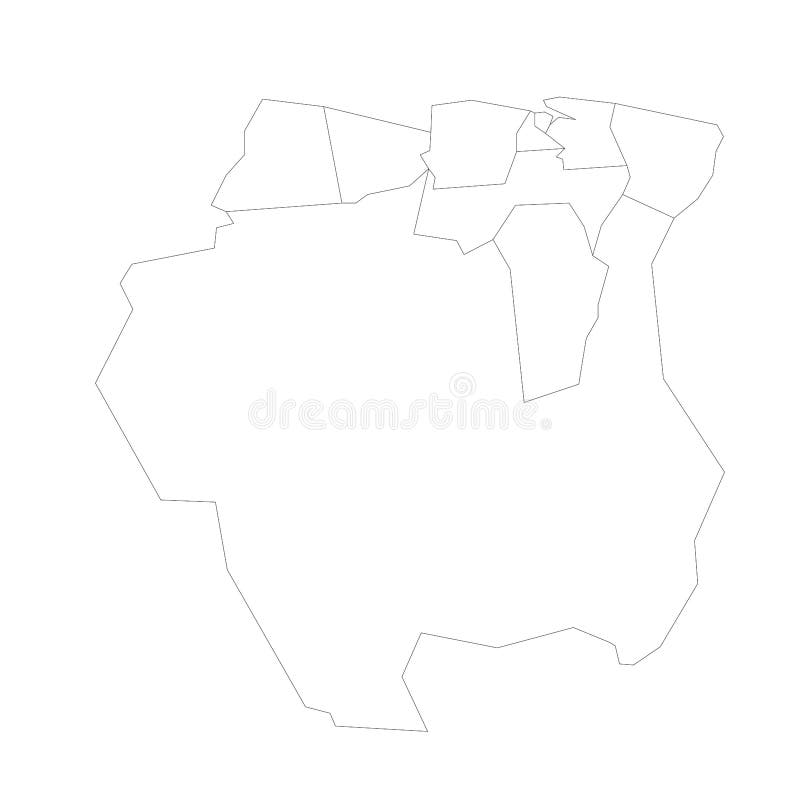 Suriname Political Map of Administrative Divisions Stock Illustration ...