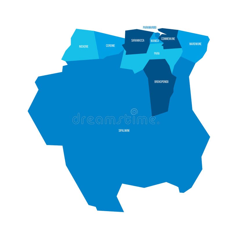 Suriname Political Map of Administrative Divisions Stock Vector ...