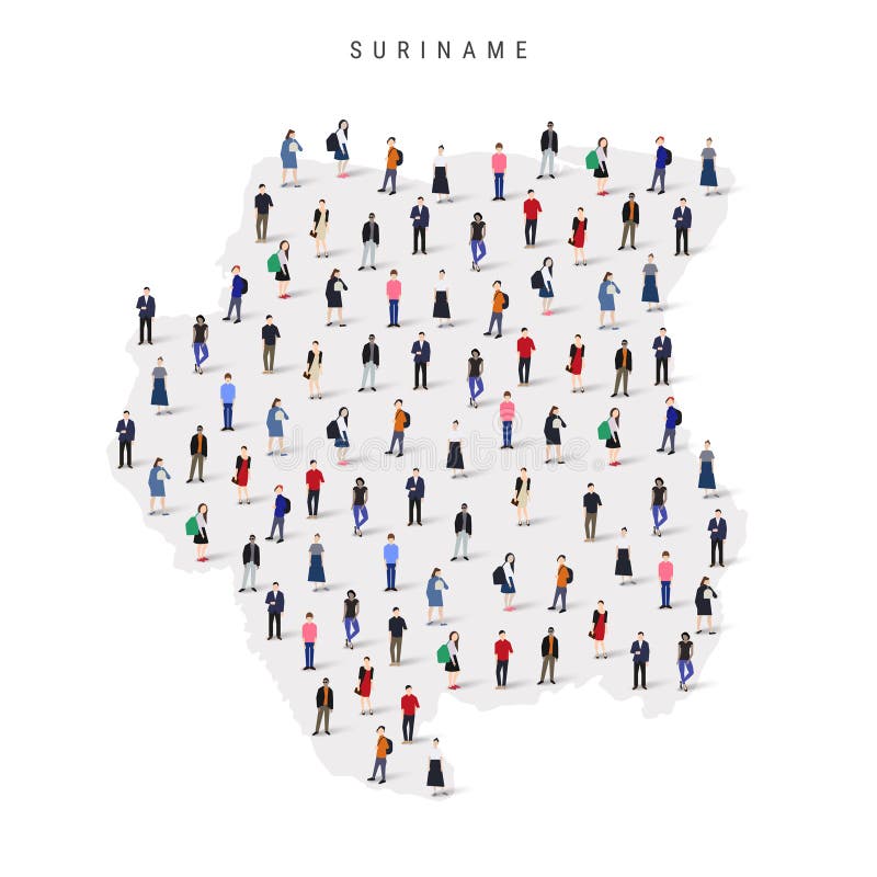 Suriname Population Map. Large Group of People in a Shape of Surinamese ...