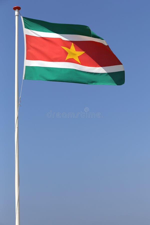 Surinamese flag stock photo. Image of patriotism, wind - 77733310