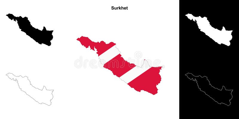 Surkhet outline map stock vector. Illustration of administrative ...