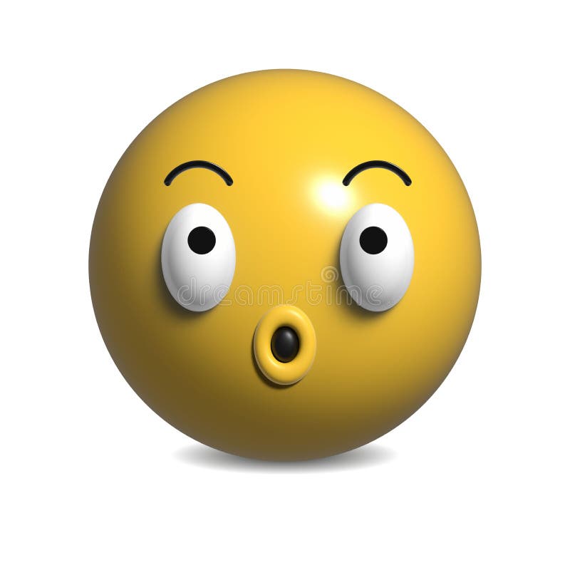 Surprised Yellow Face Icon 3D Rendering Stock Illustration ...