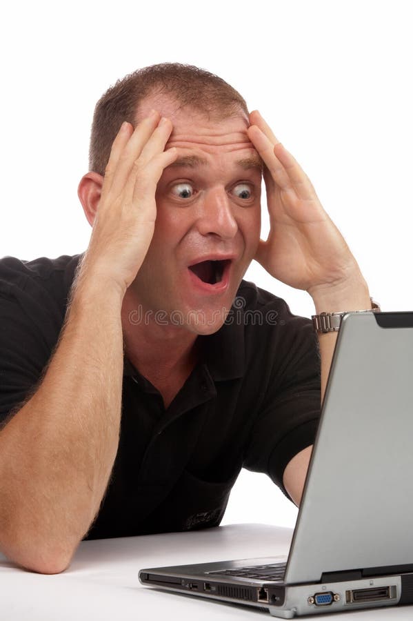 Surprise stock image. Image of astonish, face, laptop - 2377035