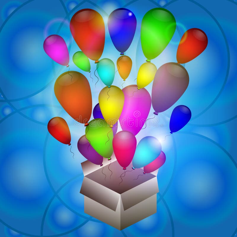 Surprise Box With Balloons Stock Vector Illustration Of Color 62845076