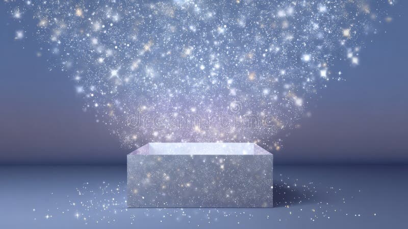 Surprise Box Surrounded by Sparkling 3D Effects on Gradient Backdrop ...
