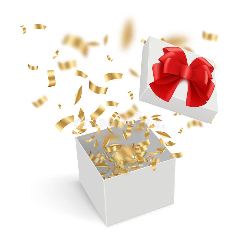 Surprise Boxes. Opened Gift Cardboard Containers with Explode Confetti ...