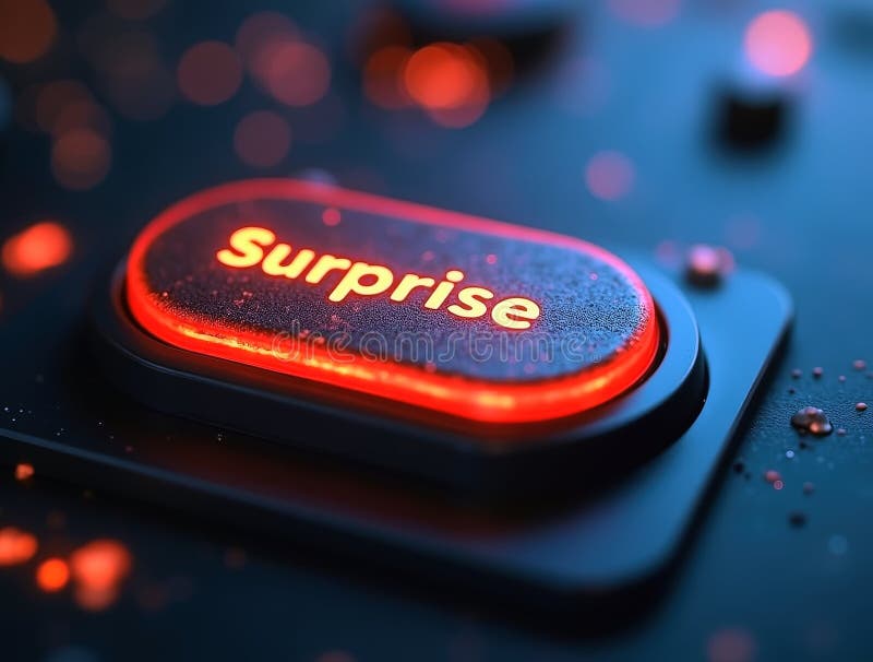 Surprise Button Glowing on Futuristic Keyboard Interface Stock ...