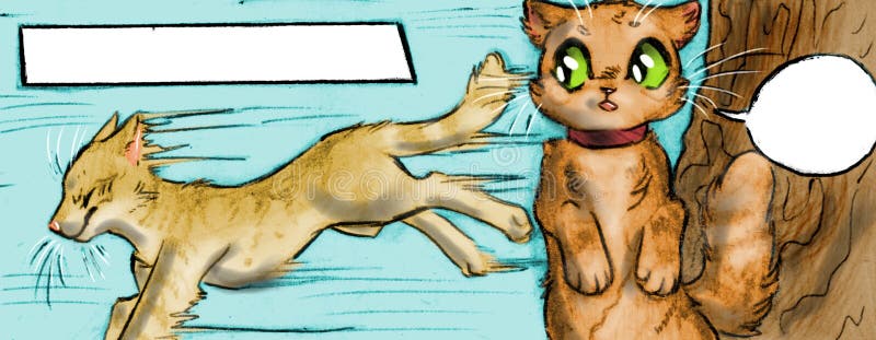 A Surprise Cat and a Running Cat, Comic Style Stock Illustration ...