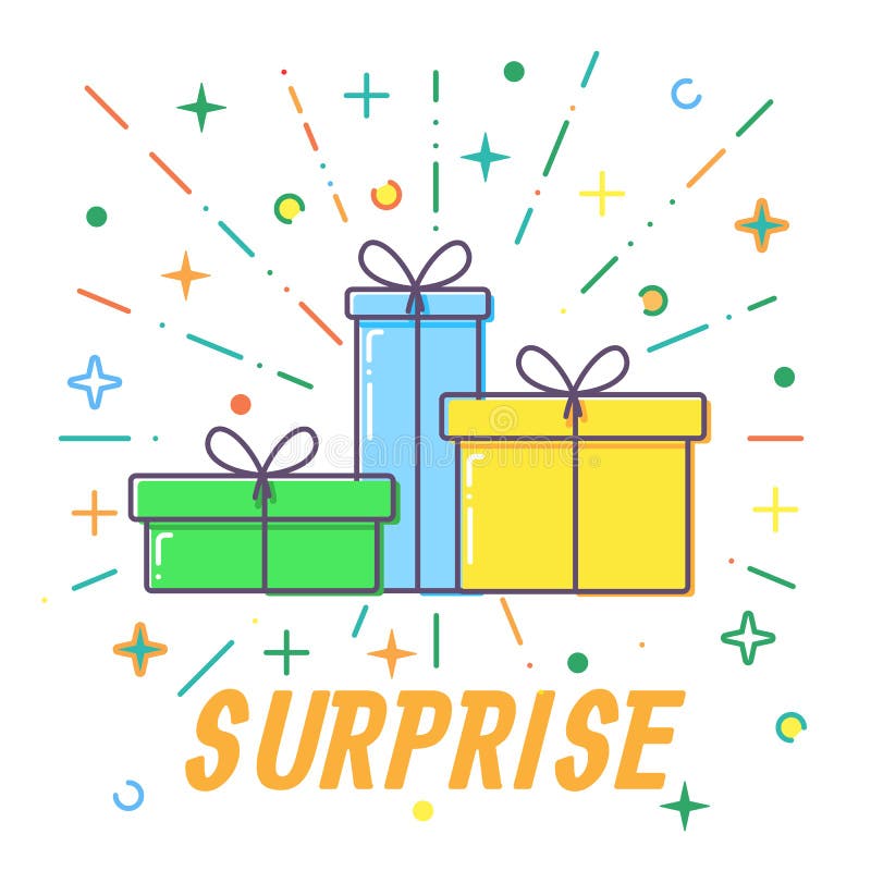 Surprise Flat Gift Boxes Vector Stock Vector - Illustration of graphic ...