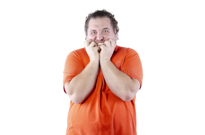 Funny Bodybuilder. Fat Man. White Background. Isolated Stock Image ...