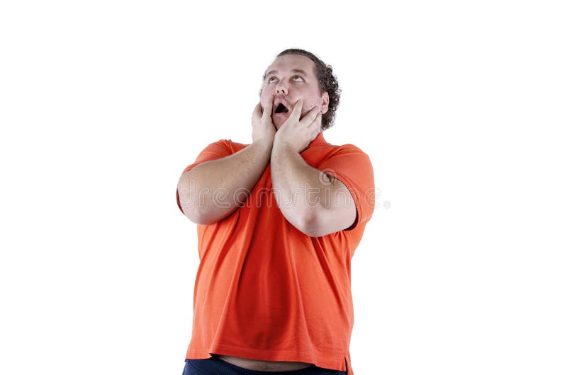 Funny Bodybuilder. Fat Man. White Background. Isolated Stock Image ...