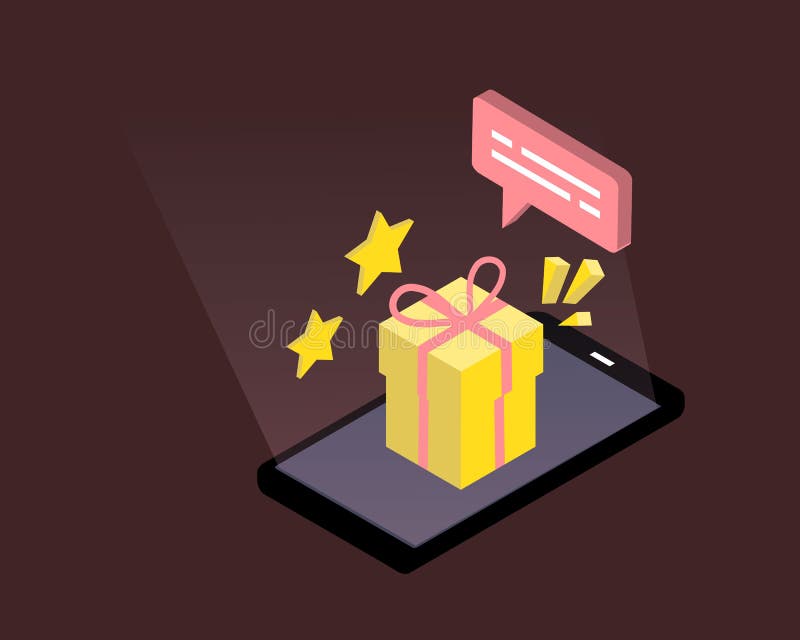 Surprise Gift Box from Mobile Phone Banner Stock Vector - Illustration ...