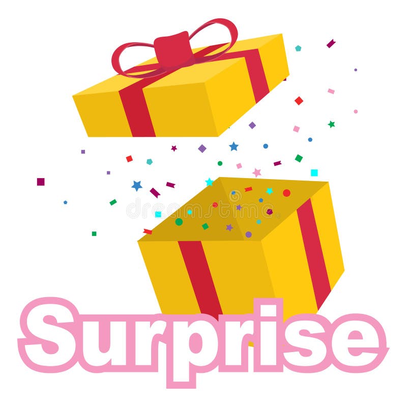 Surprise Gift Box. Open Box Surprise with Confetti. Vector Illustration ...