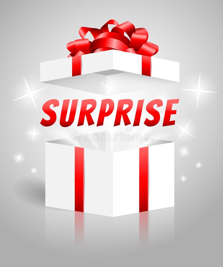 Surprise Gift Box White Red Vector Stock Vector - Illustration of stars ...