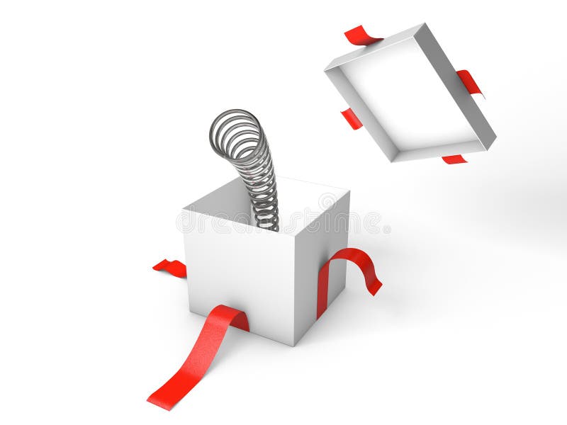 Surprise. Open White Gift Box with the Spring Inside. Stock ...